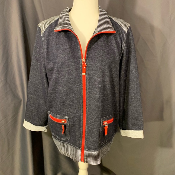 Onque Casuals | Tops | Onque Casuals Zip Up Red White And Blue Light ...